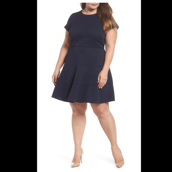 Eliza J | Dresses | Eliza J Fit Flare Dress 8w Plus Navy | Poshmark